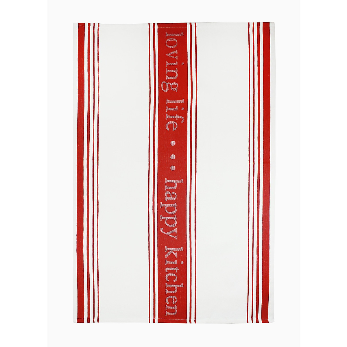 MUkitchen Loving Life 100% Cotton Striped Jacquard Towel, 20 by 30-Inches, Pepper Red