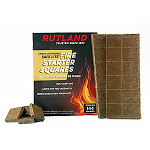 Rutland 50B Safe Lite Fire Starter Squares, 144 Squares