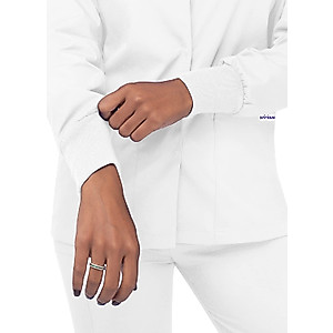Sivvan Scrubs for Women - Front Snap Warm - Up Jacket - S8306 - White - XL