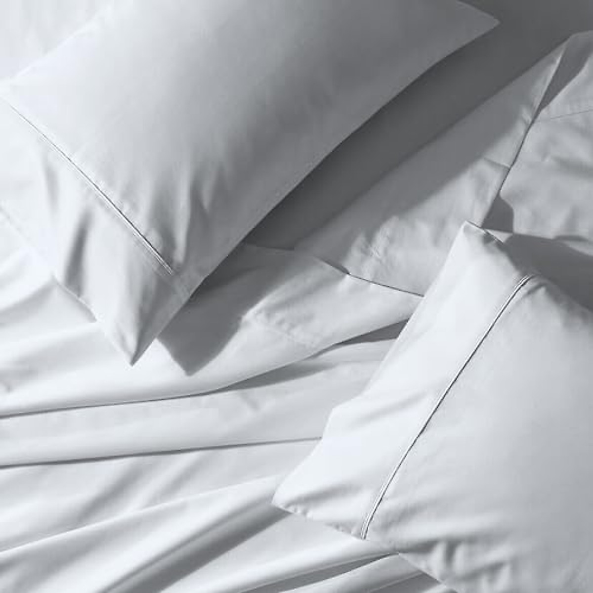 SUPREME ELEGANCE Organic 100% Cotton Percale Twin XL Sheets Set Snow, 14" Deep Pocket TwinXL Cotton Sheets, Back to School College Essentials, Breathable & Cooling Sheets for Hot Sleepers - White