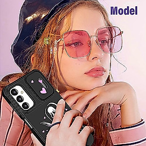 oqpa for Samsung Galaxy A13 5G Case Cute Cartoon Case with Camera Cover+Ring Holder for Women Girly Girls Boys Samsung A13 5G Kawaii Funny Cool Case for Galaxy A13 5G, Heart Skull