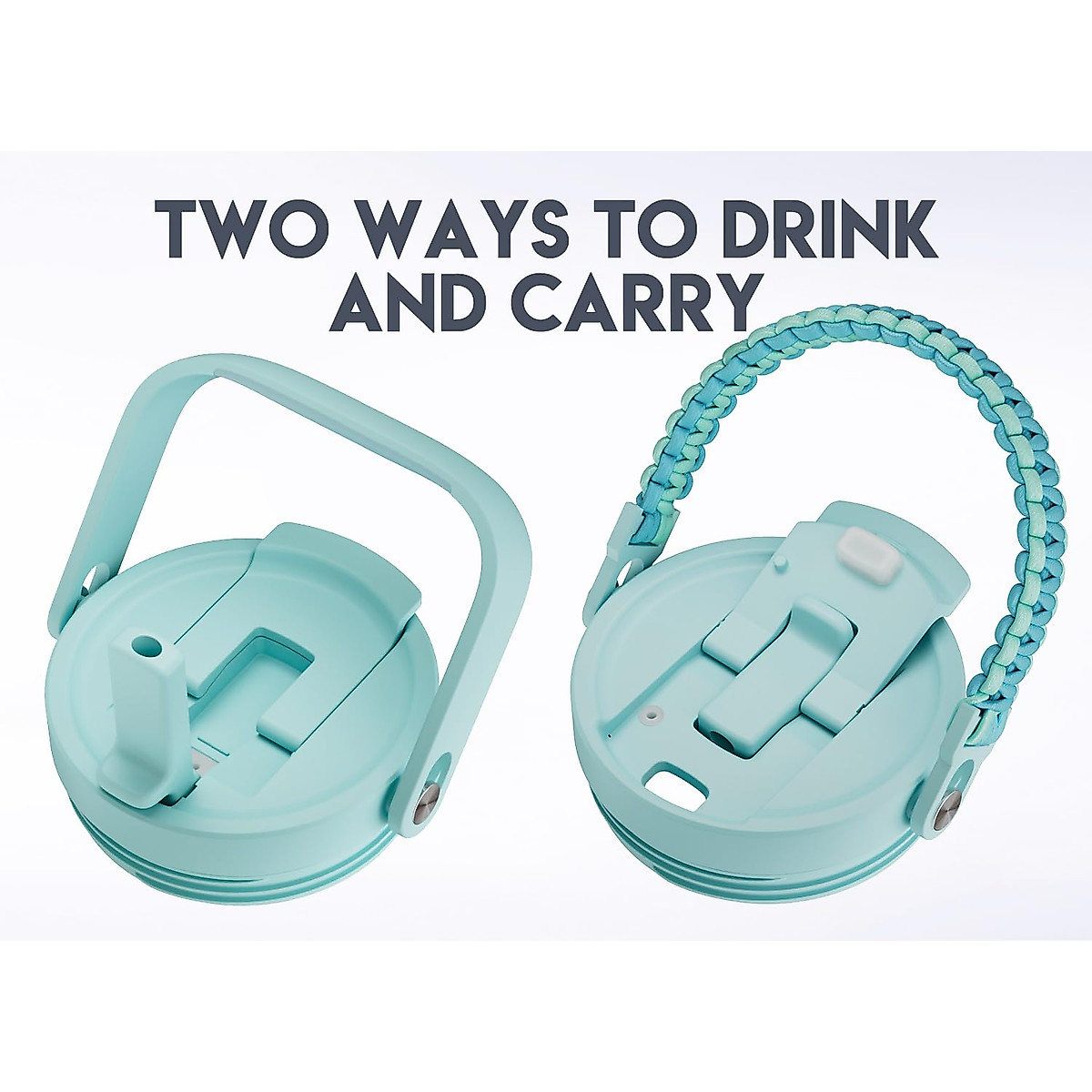 Meoky 40 oz Tumbler with Handle and Straw, Insulated Water Bottle, Stainless Steel Travel Mug, Keeps Cold for 34 Hours, 100% Leak Proof, Fits in Car Cup Holder (Blue Flamingo)