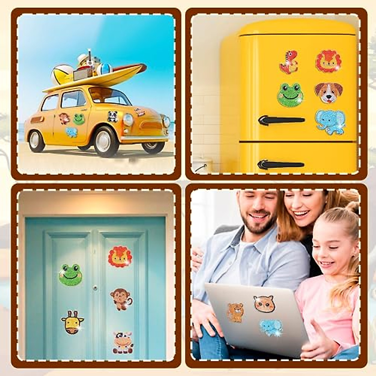 BSRESIN 12 PCS Animal Diamond Painting Magnets for Refrigerator, Diamond Painting Kits for Refrigerator Stickers, Diamond Art Craft Kits for Adults, Diamond Painting Accessories