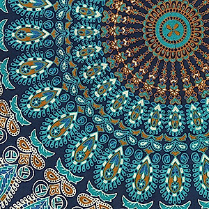 ANJANIYA - 32" Peacock Mandala Bohemian Yoga Meditation Floor Pillow Cover Comfortable Home Car Bed Sofa Cushion Couch Seating Large Zipped Throw (32 inches, Blue Green)