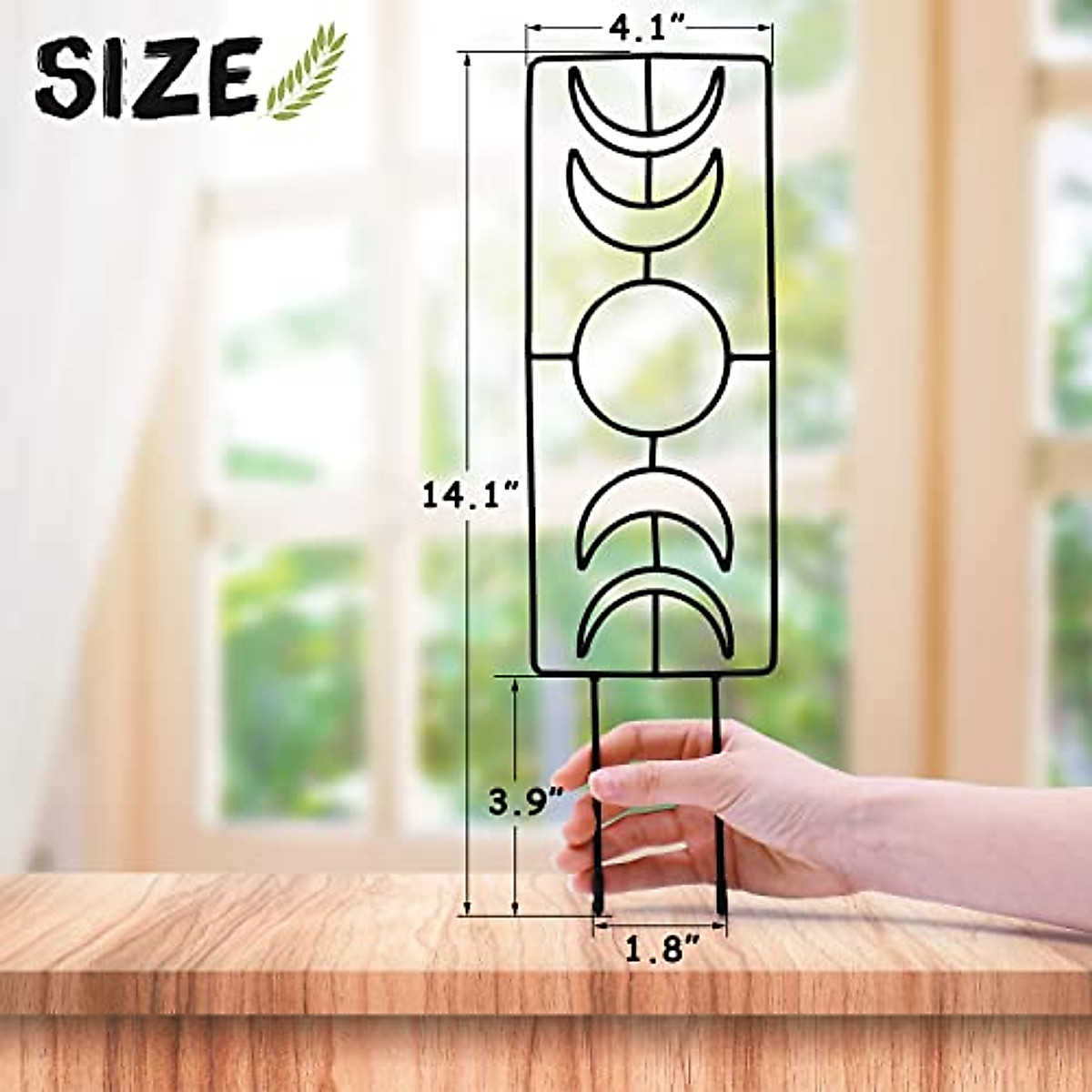 Tuitessine Moon Phase Trellis Indoor Plant Trellis Climbing Plant Small Garden Trellis for Potted Plant Houseplant Metal Wire Trellis Pot Trellis 2 Packs 14.1’’