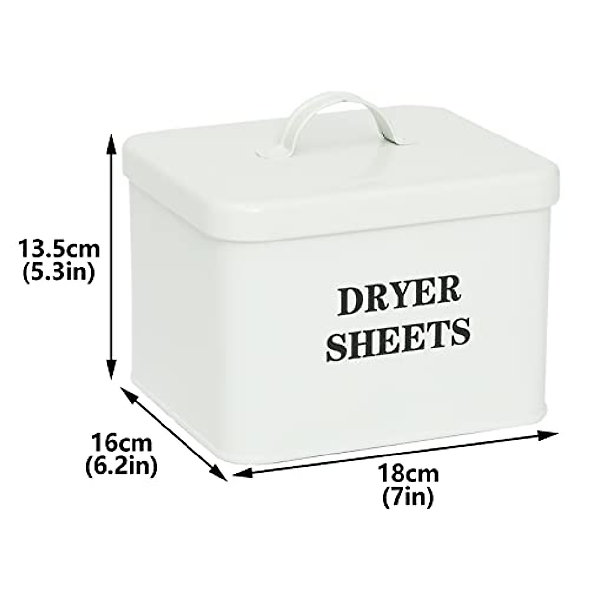 Xbopetda Dryer Sheets Holder for Organization and Storage, Modern Farmhouse Metal Laundry Dryer Sheet Dispenser, Dryer Sheet Container with Lid for Laundry Room Decor-White