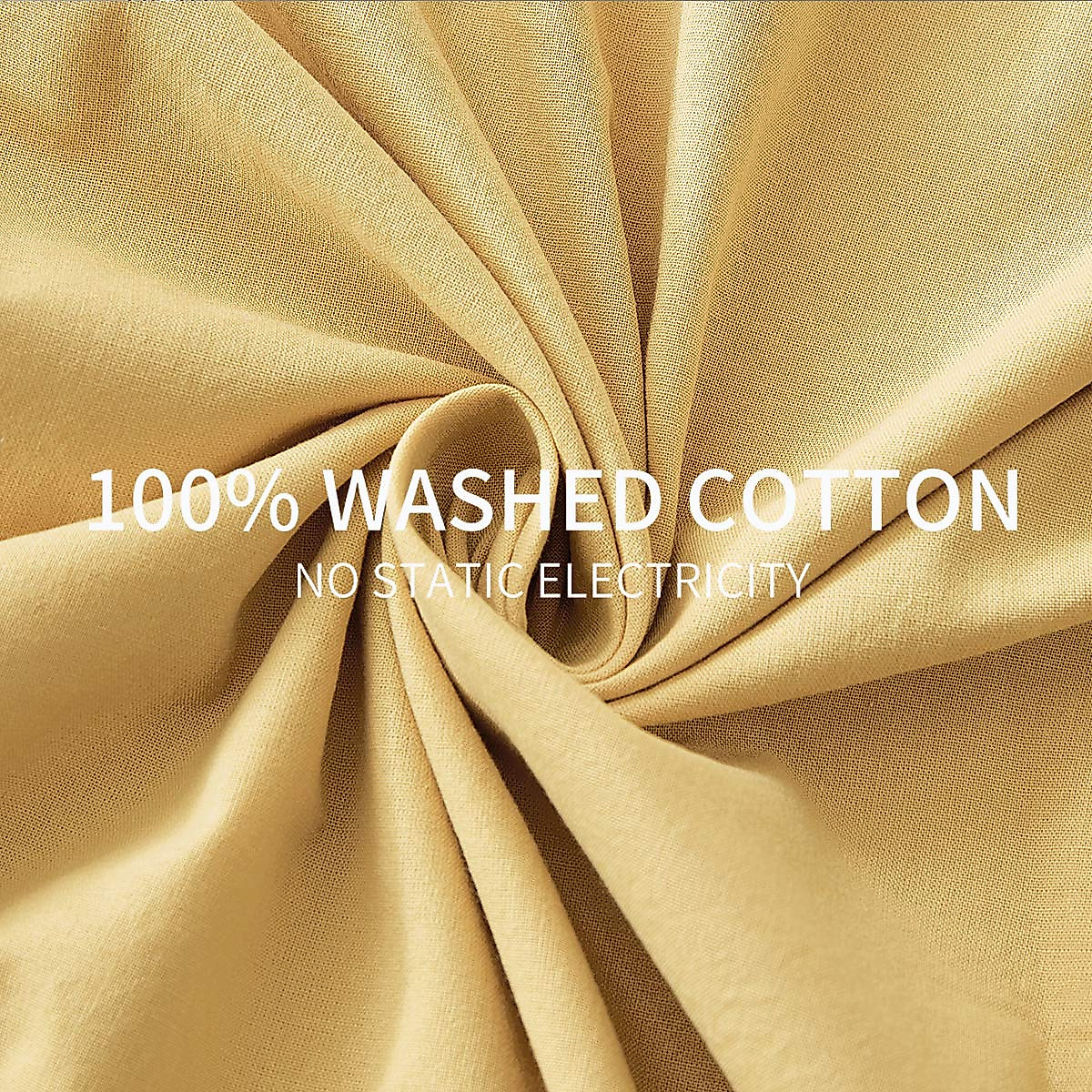 melingo Cotton Duvet Covers King Size, Mustard Yellow Quilt Cover, Soft, Cooling, Breathable Bedding Collection with Buttons Closure. 3 Pieces Solid Color (1 Comforter Cover + 2 Pillow Cases)