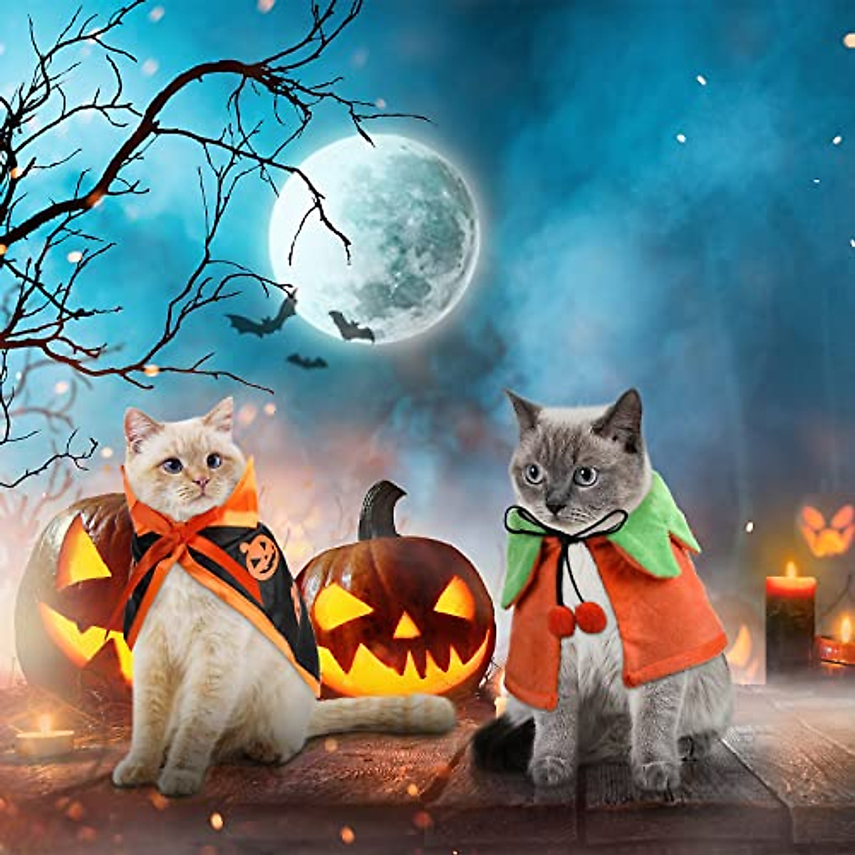 4 Pieces Halloween Costumes for Cats Dragon Wings for Cats Halloween Cat Pet Wizard Costume Cute Cat Pumpkin Cape Bat Wings for Pet Dog Cat Cosplay Holiday Halloween Party Decor