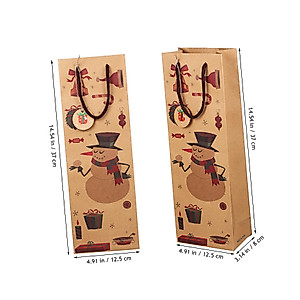 NOLITOY 1 Set Gift Bag Paper Bags Christmas Wrapping Paper Bottle Carrier Kraft Bags with Handles Kraft Christmas Bags Christmas Handle Pouches Tote Bags Kraft Paper Bottle Rack Wine