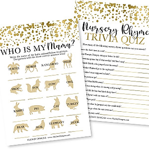 50 Gold Baby Prediction And Advice Cards, Trivia Games, etc, 25 Baby Animal Matching, Nursery Rhyme Game - 6 Double Sided Cards Baby Shower Games Funny, Baby Shower Ideas Baby Sprinkle Games