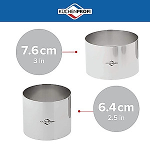 Küchenprofi Stainless Steel Cooking Rings, Set of 4 Forming Ring Molds, 2.5 Inches and 3 Inches