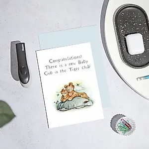 Huxters Baby Boy Cards – Cute A5 Baby Girl Cards Congratulations – Elegant Hello Congratulations Baby Boy Card with Tiger Cub Design – Congratulations Baby Girl Card for New Mom