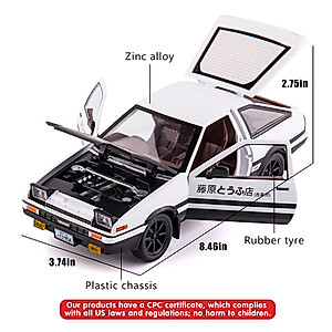 BDTCTK 1/24 AE86 Initial D Model Car Big Toy Car, Zinc Alloy Pull Back Toy Car with Sound and Light for Kids Boy Girl Gift (Black)