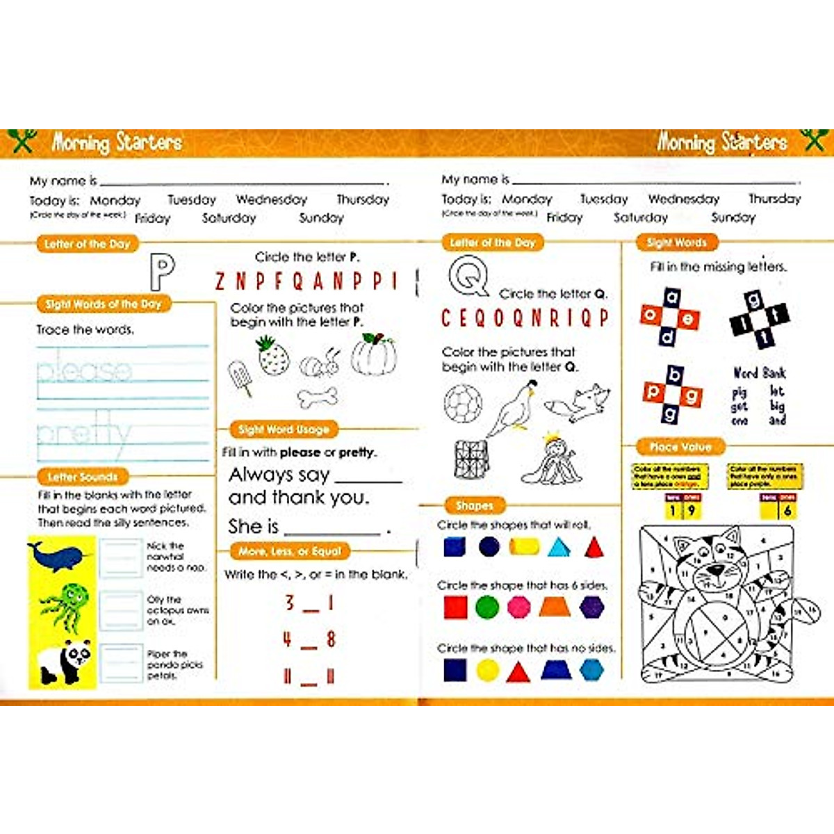 PRE-K & Kindergarten - Morning Starters Educational Workbooks - Set of 2 Books - v10