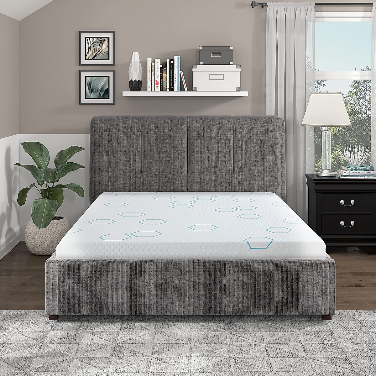 Lexicon Mayesville 8-Inch Copper-Infused Memory Foam Mattress, Queen, Gray
