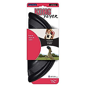 KONG - Extreme Flyer - Durable Rubber, Soft Flying Disc for Fetch and Retrieve, Black - Large Dogs