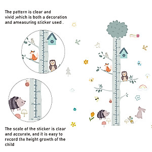 SUPERDANT Cartoon Animals Height Growth Chart Wall Sticker Big Tree Animal Owl Height Measure Decals with Sun Flower Rainbow Wall Decor for Nursery Kids Bedroom Living Room Wall Decoration 40-140cm