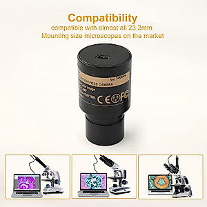 Swift Compound Trinocular Microscope SW380T,40X-2500X Magnification,Siedentopf Head,Two-Layer Mechanical Stage,with 1.3mp Camera and Software Windows/Mac Compatible