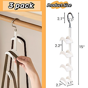 Lyellfe 3 Pack Purse Hanger for Closet, 360°Rotatable Handbag Tote Bag Hooks, Space Saving 4 in 1 Bag Hanging Organizer for Belt, Scarves, Hat, Keep Straps in Good Shape