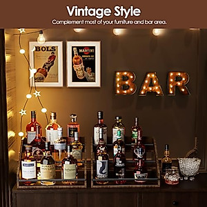 Nuovoware Liquor Bottle Display Shelf, Bar Shelf for Liquor Bottles, 3 Step Liquor Cabinet Wine Rack, 12-Bottle Bar Cabinet, Mini Bar Home Retro for Liquor, Wine Racks Countertop, Bar Display, Wooden