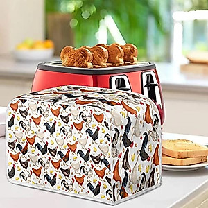 Gomyblomy Rooster & Chick Toaster Covers 4 Slice Wide Slot Dustproof Fingerprint Protectors and Greasy Protection Anti-sputtering Machine Washable