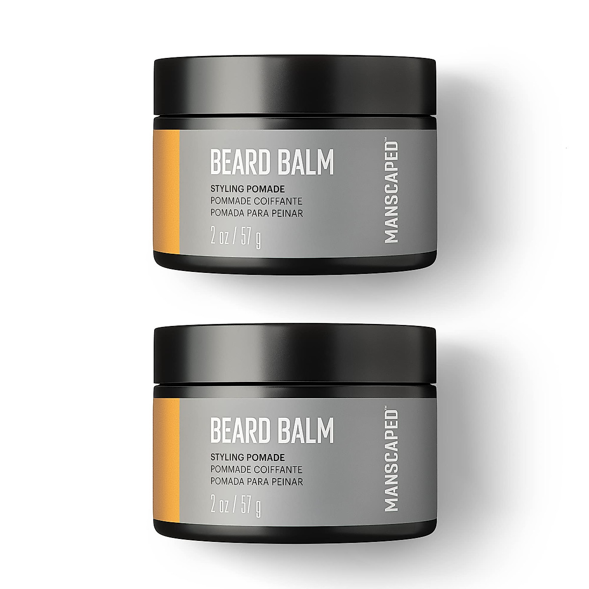 MANSCAPED® Beard Balm, Styling Pomade with Shea Butter, Coconut Oil & Beeswax - Moisturizes, Softens, Strengthens & Shines Beards, Mustaches & Facial Hair, for Sensitive Skin, (2 oz) 2-Pack
