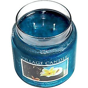 Village Candle Tropical Getaway Large Apothecary Jar, Scented Candle, 21.25 oz.