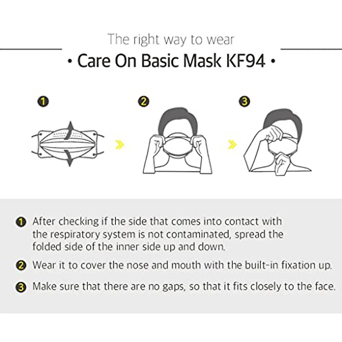 CARE ON [20 Pack] [White] KF94 Certified | 4-Layers Face Safety Mask for Adult