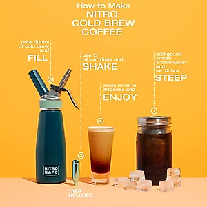 Impeccable Culinary Objects (ICO) NITRO KAFO 1L Nitro Coffee Maker, Aluminum Nitro Cold Brew Coffee Maker with Special Nitro Diffuser Nozzle & Cold Brew Maker with Cold Brew Mason Jar, 1 Quart/1L