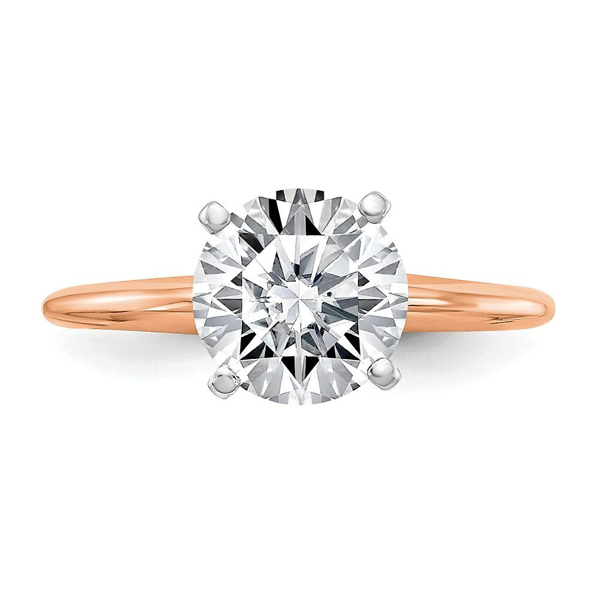 14k Rose Gold 1.75ct. 7.5mm Moissanite Solitaire Engagement Ring Size 5