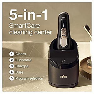 Braun Electric Razor, Waterproof Foil Shaver for Men, Series 9 Pro 9460cc, Wet & Dry Shave, With ProLift Beard Trimmer for Grooming, 5-in-1 Cleaning & Charging SmartCare Center Included, Atelier Black