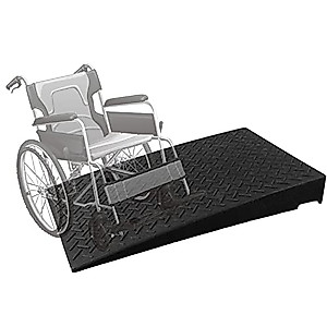 Threshold Ramp, Wheelchair Ramp for Driveway Curb Entryway Doorways, 4in/ 5in/ 6in/ 7in /8in Rise Safety Non-Slip Rubber Threshold Transition Ramp, 39in Depth ( Color : Black , Size : 18cm/7in rise )