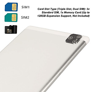 8.1 Inch Tablet for Android 10, 4GB RAM 64GB ROM 2.4G 5G WiFi Gaming Tablet, Dual Cards Dual Standby Calling Tablet, for Learning, Working, Office, Silver