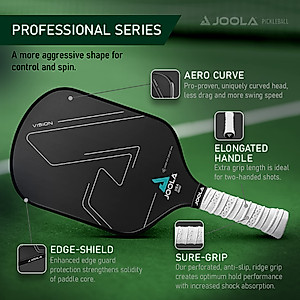JOOLA Vision Pickleball Paddle with Textured Carbon Grip Surface Technology for Maximum Spin and Control with Added Power - Polypropylene Honeycomb Core Pickleball Racket 16mm