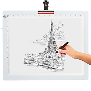 LED Tracing Light Box, 19" Ultra-Thin Light Pad with Adjustable Brightness, Includes USB Cable, Adapter, Paper, and Clip. Portable Drawing Board for Sketching, Cricut Projects, and More