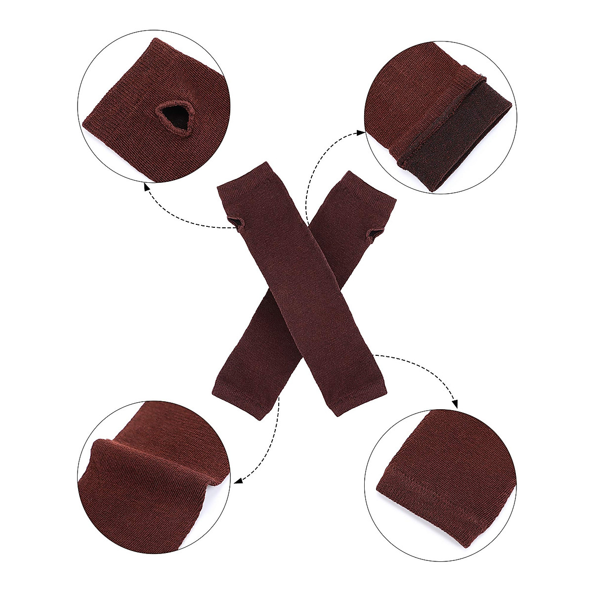 Bememo 4 Pairs Arm Warmer Fingerless Gloves for Women Long Arm Sleeves Knitted Elbow Length Gloves Gothic Thumb Hole Gloves (Black, Light Grey, Dark Grey, Coffee)