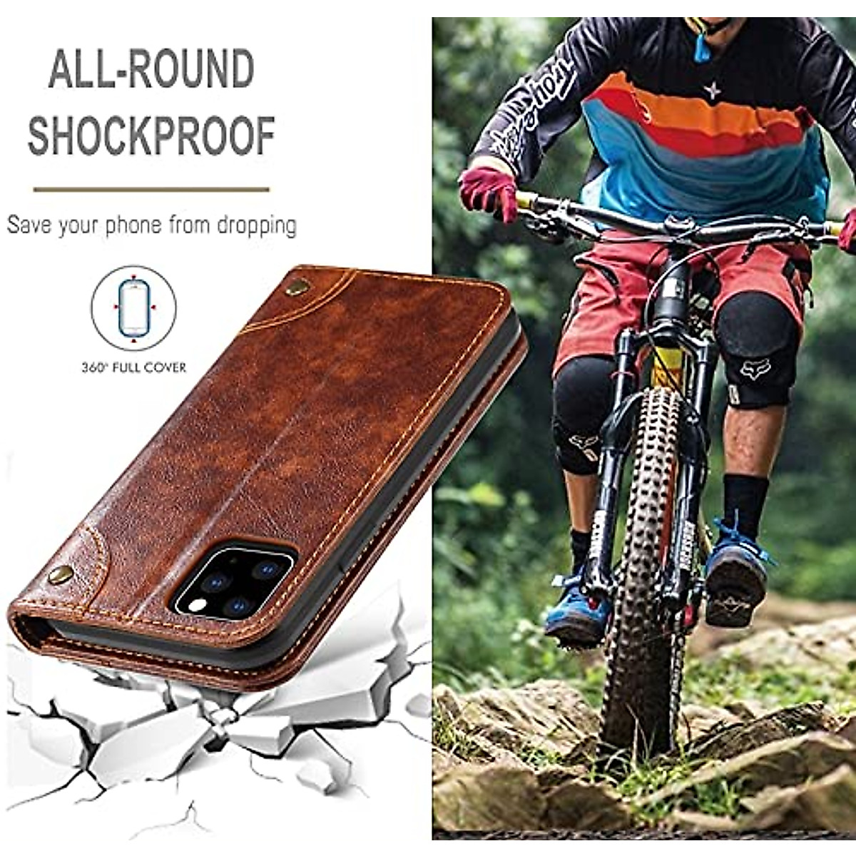 SINIANL Compatible with iPhone 13 Leather Case, iPhone 13 Wallet Folio Case Book Design with Magnetic Closure Kickstand Card Slots Flip Cover for iPhone 13 6.1 inch 2021 Khaki