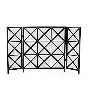 Christopher Knight Home Margaret 3 Panelled Iron Fireplace Screen, Black