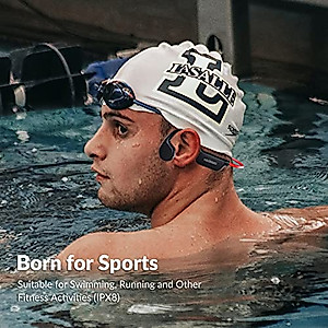 MALEROADS Swimming Headphones IPX8 Waterproof Bone Conduction Open-Ear Sports Headsets Wireless Bluetooth 5.3 with Mic, MP3 Play Built-in 32G Memory Earphones for Running, Cycling