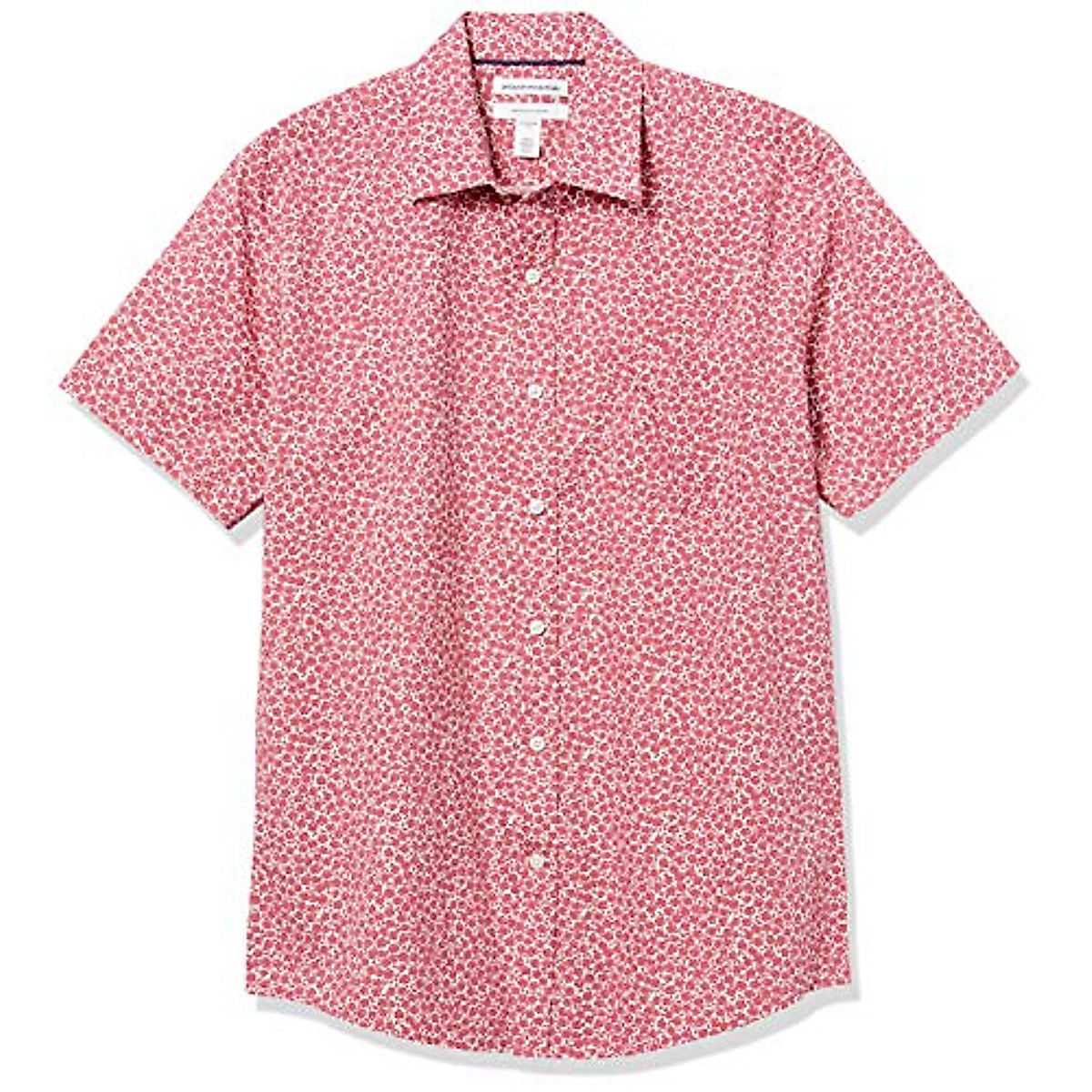 Amazon Essentials Men's Regular-Fit Short-Sleeve Poplin Shirt, Washed Red Roses, Medium