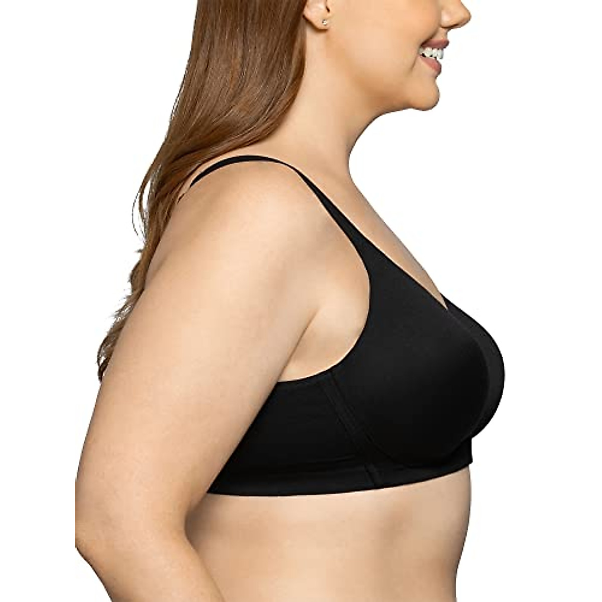 Vanity Fair Women's Beyond Comfort Full Figure Wireless Bra, Seamless Back, Lightly Lined Cups up to DD, Black, 44C