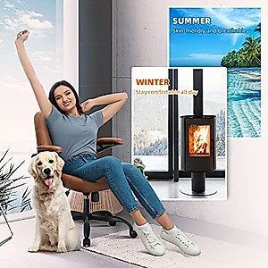 SEATZONE Office Chair Mid Back Desk Chair Lumbar Support Desk Chairs with Wheels and Flip-up Armrest Adjustable PU Leather Computer Chair Backward Tilt,Camel