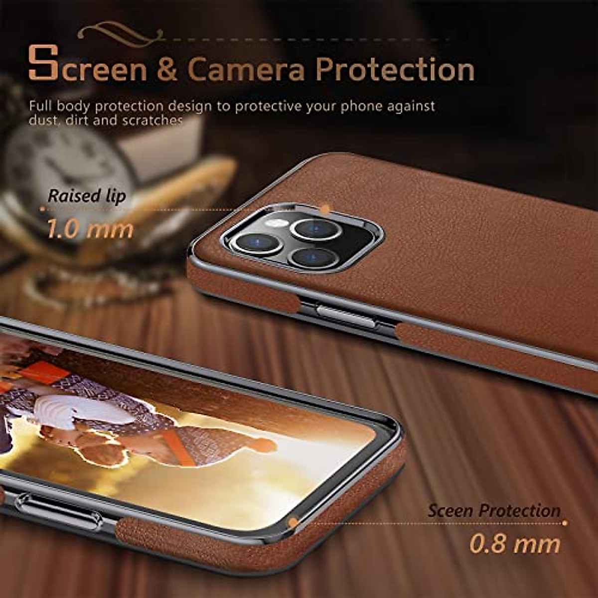 LOHASIC Designed for iPhone 12 Pro Max Case, Luxury Leather Business Premium Classic Cover Non Slip Soft Grip Shockproof Protective Cases Compatible with Apple iPhone 12 Pro Max 5G 6.7 inch - Brown