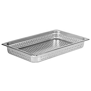 Soro Essentials – Full Size Perforated 2-1/2” Deep, Steam Table Pan, 24 Gauge, Stainless Steel, Full Size Hotel Pan Anti Jam Steam Table Pan for Home, Sandwich Shop, Restaurant, or Buffet.