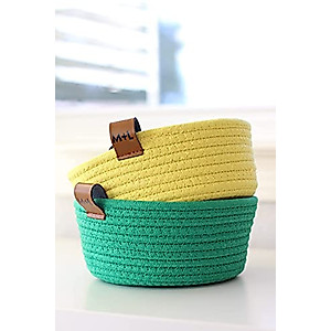 M+L Maple and Lark Woven Cotton Rope Basket, 7 x 3 inch Basket For Toy Storage Household Storage Nursery Bin Playroom Storage Playroom Bin Toy Bin (Primary Set ( Red, Yellow, Green, Blue))