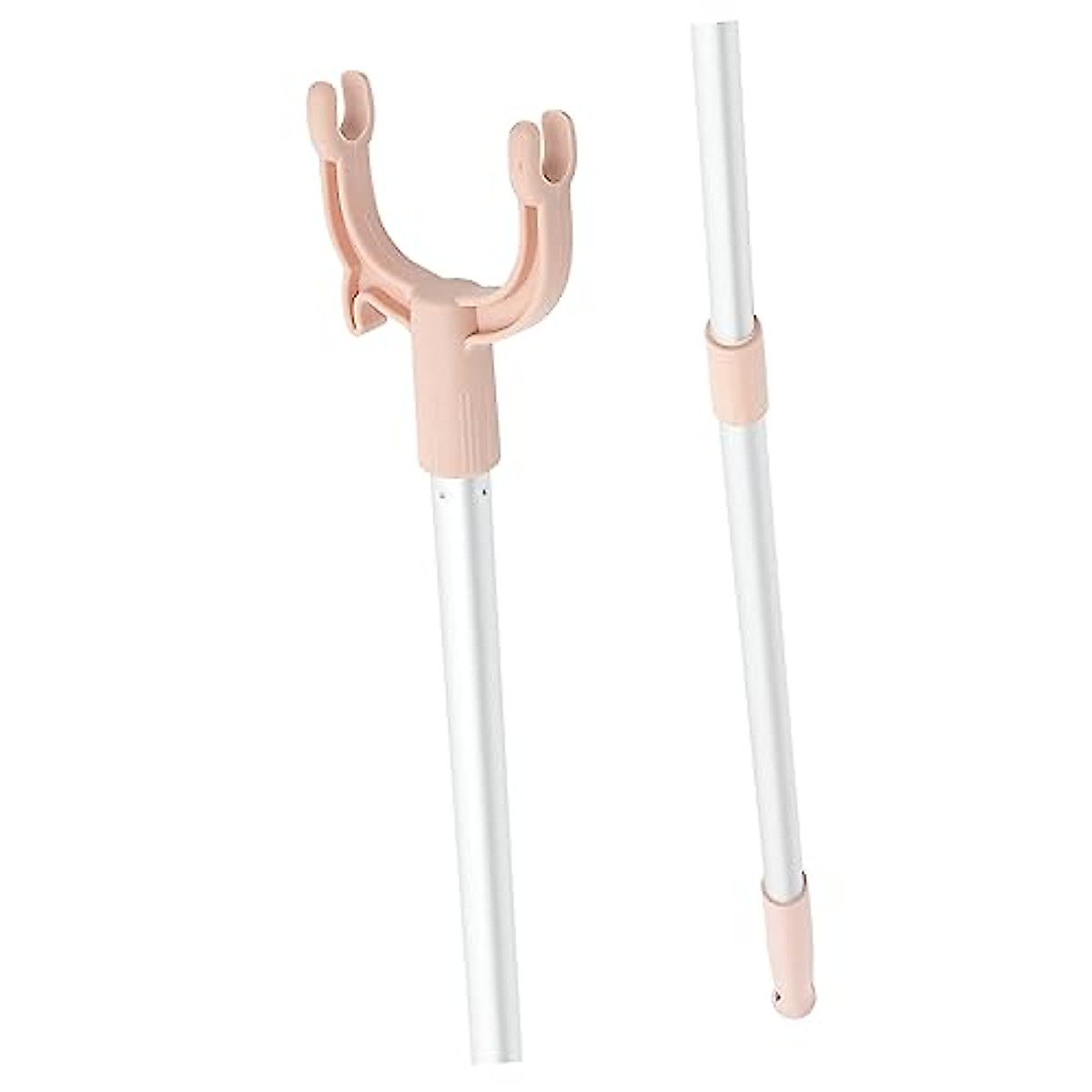 Cabilock retractable clothes rail garment pole retractable clothes pole retractable clothesline rod reach pole stainless steel hooks Home Clothes Rod Aluminum Rod Handle spring wardrobe rod