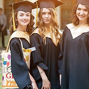 2 Pieces Graduation Party Favor Bags Canvas Tote Bags Large Graduation Canvas Shoulder Bags Reusable Grocery Shopping Bags for Graduation Party Supplies (Balloon)