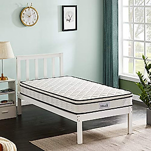 Mattress, Hbaid 8 Inch Memory Foam and Innerspring Hybrid Medium-Firm Feel Hybrid Mattress, Pocket Spring Mattress, Pressure Relieving Comfort Body Support, Bed-in-a-Box (Twin)