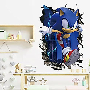 YZJSSL Cartoon Wall Breaking Game Wall Decals Bedroom Living Room Background Wall Stickers Boy's Room Wall Decor Size: (15.7 x23.6 inches)