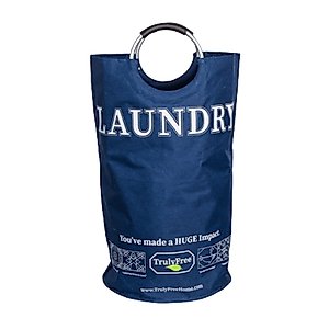 Truly Free Waterproof Laundry Tote - Fabric Hamper with Handles for Bedroom, Dorm, Teen Room - Standing Clothes Basket for Dirty Laundry